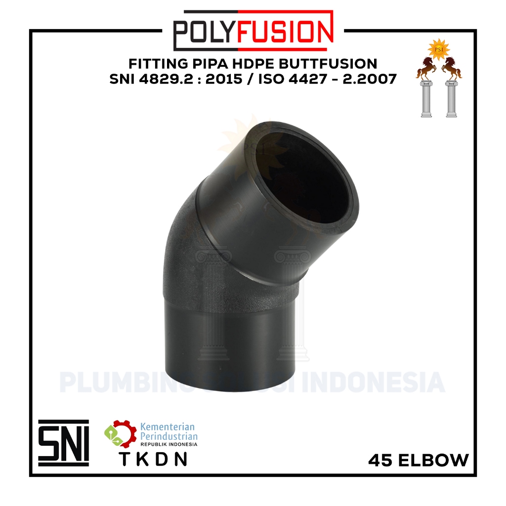 Jual Polyfusion Fitting HDPE Buttfusion Elbow 45 / Knee 8 Inch / 200 mm ...