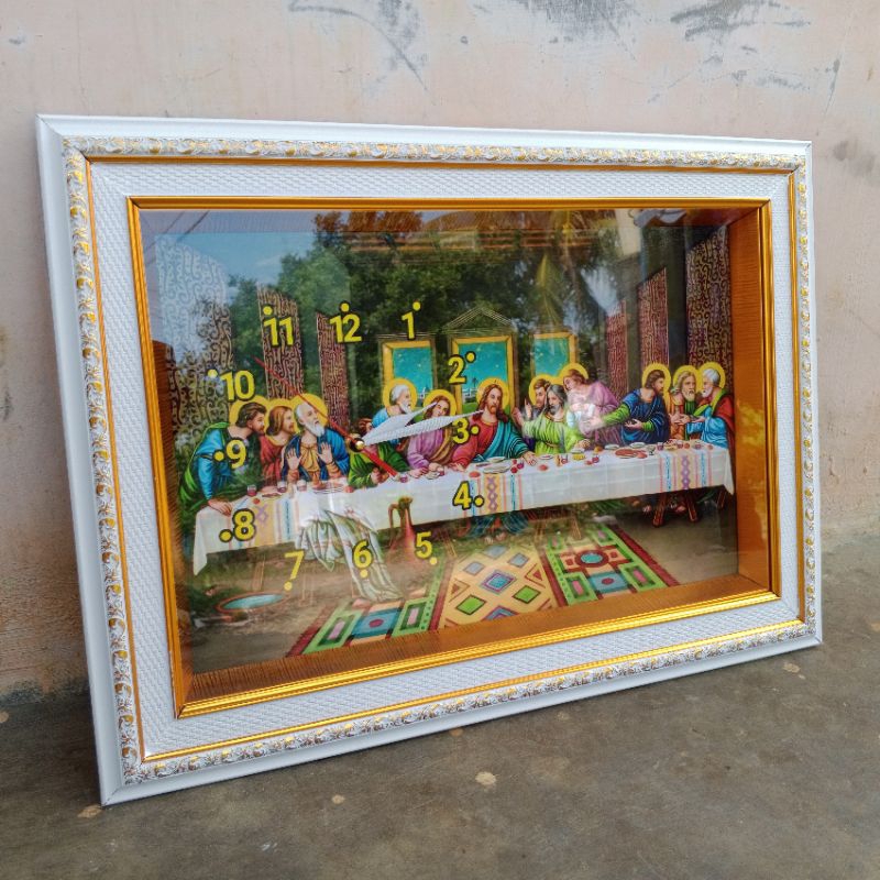 Jual Bingkai Jam Dinding gambar Perjamuan Kudus / Hiasan Rohani Kristen ...