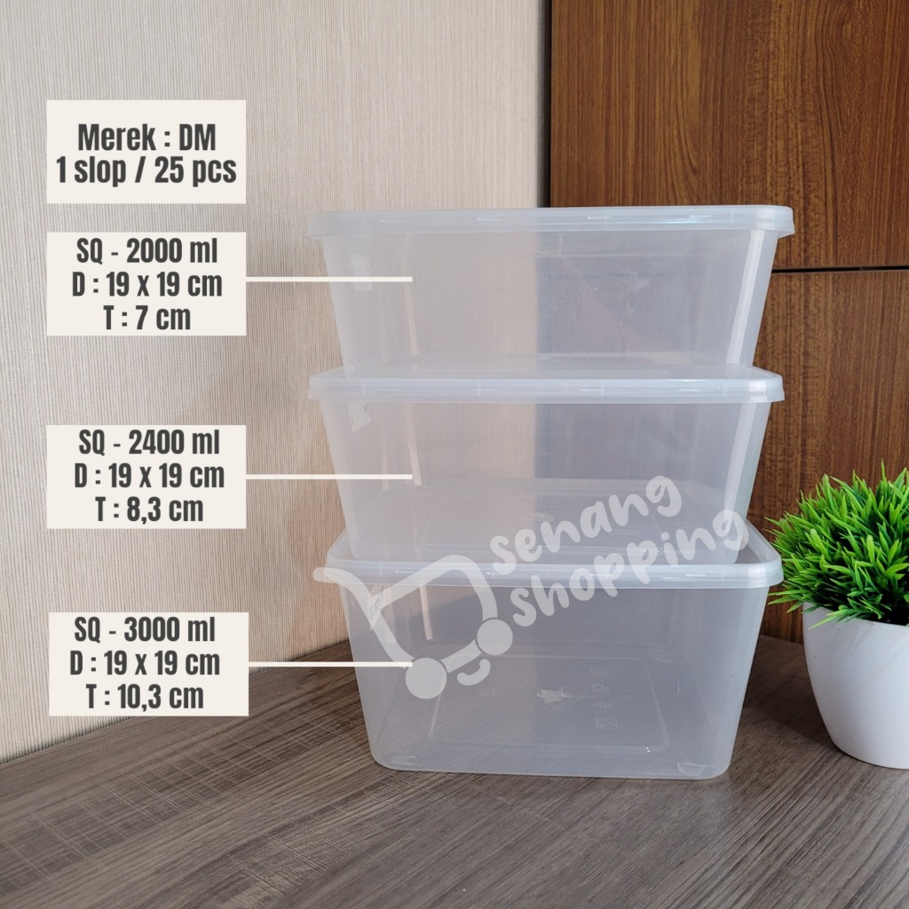 Jual Thinwall KOTAK PERSEGI 2000 ML THINWALL SQUARE BESAR JUMBO FOOD ...