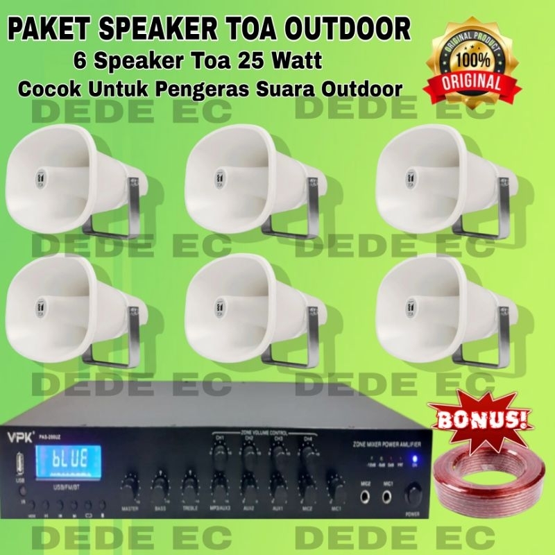 Jual PAKET SPEAKER TOA OUTDOOR SPEAKER TOA 25 WATT 6 TITIK+AMPLI ZONA ORIGINAL | Shopee Indonesia