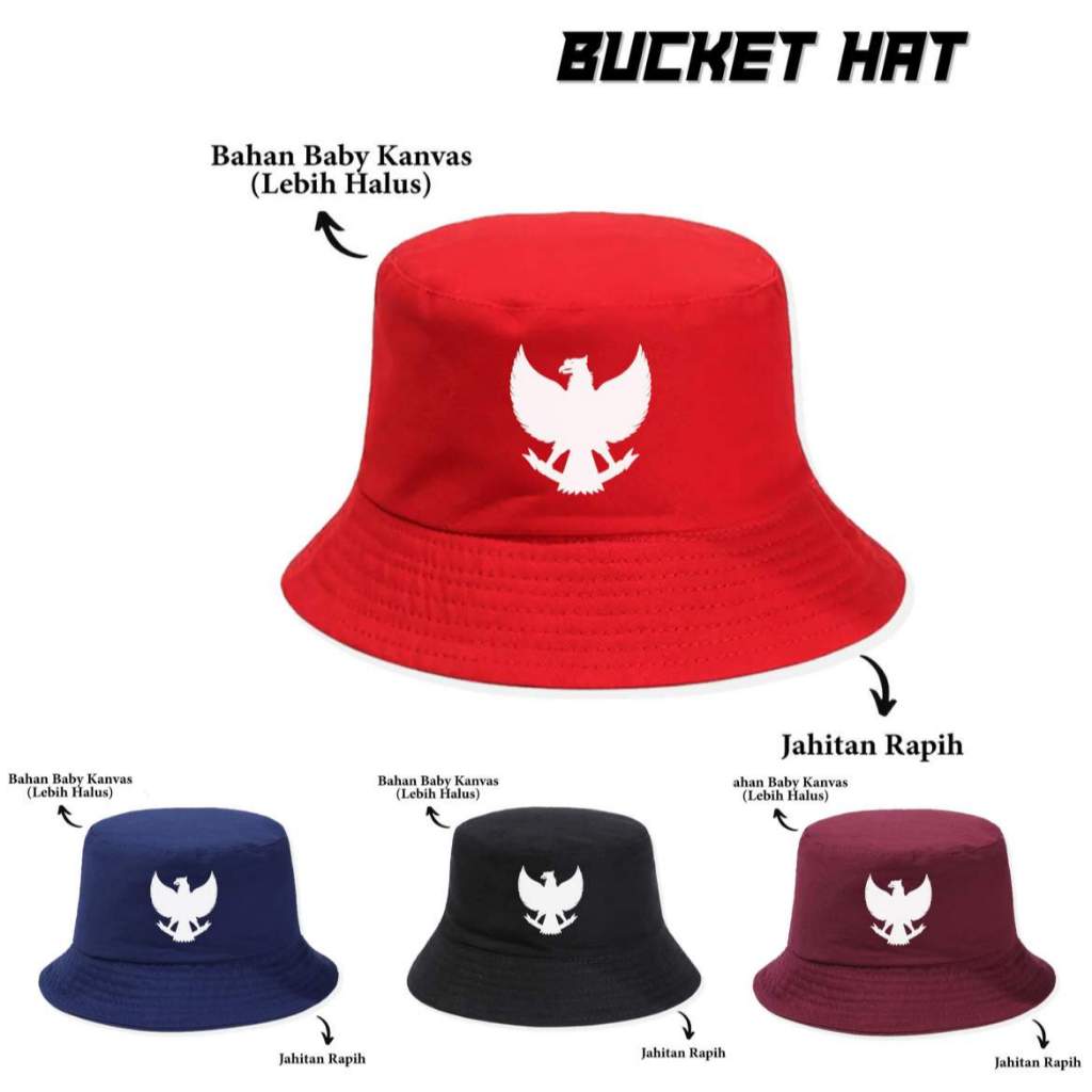Jual Topi Bucket Hat Garuda Indonesia Polos HUT RI Kemerdekaan Bucket ...