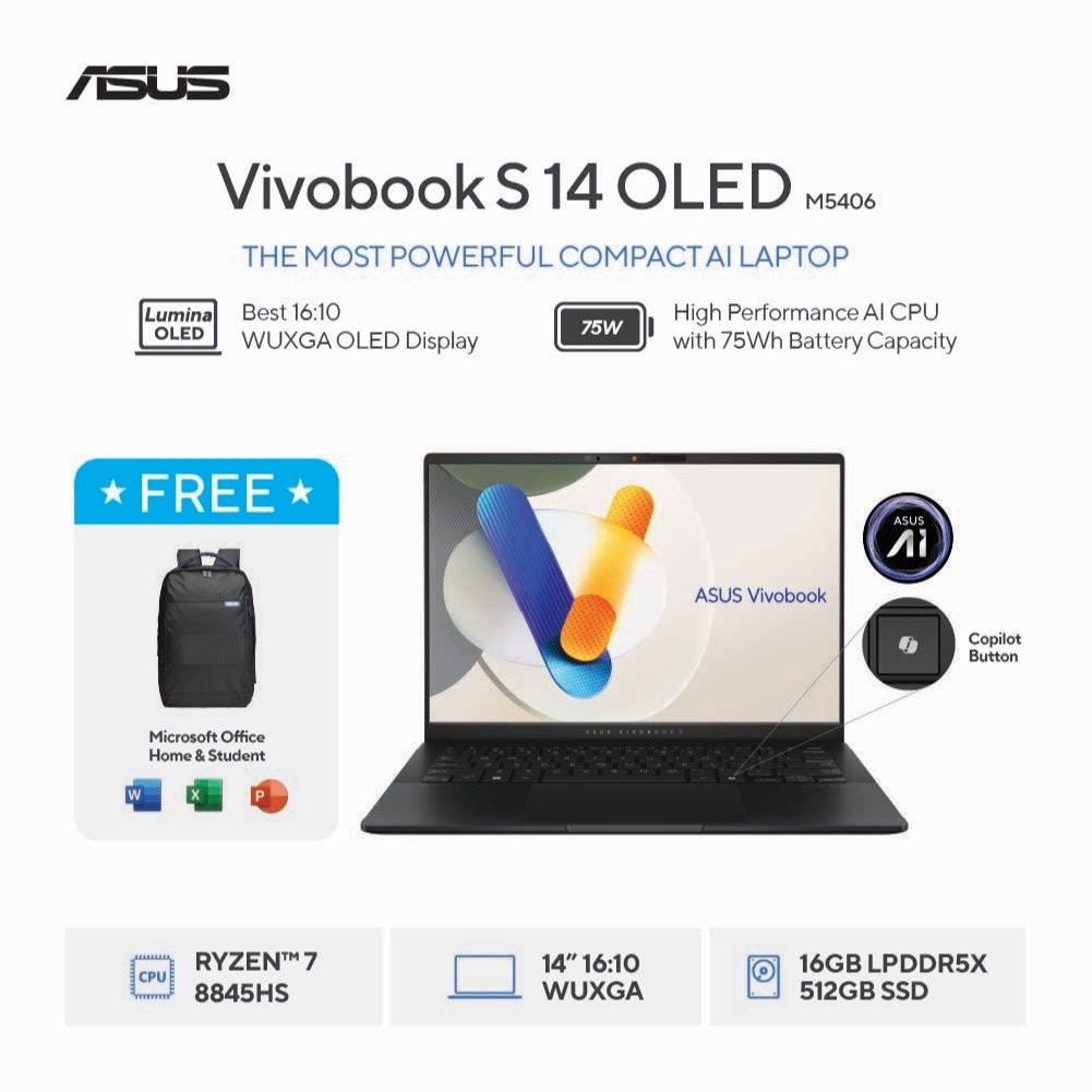 Jual [FREE MOUSE WIRELESS] ASUS Vivobook S14 OLED M5406UA-OLED752 ...