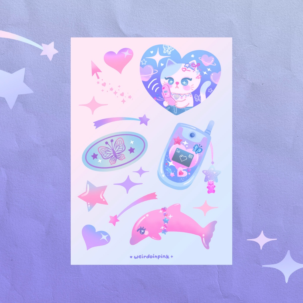 Jual weirdoinpink - Flip Phone Era Y2K Sticker Sheet, Vinyl Waterproof ...