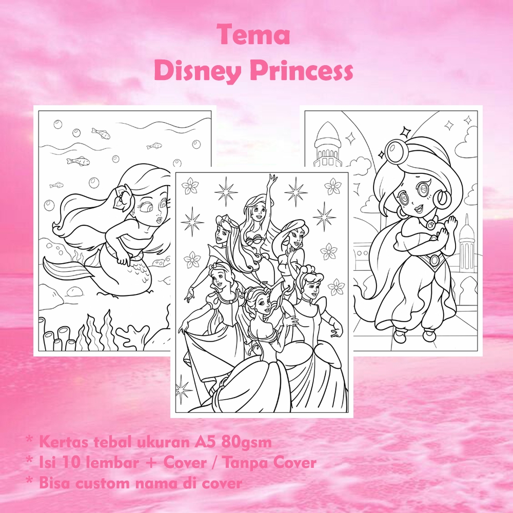Jual [10 LEMBAR] KERTAS MEWARNAI / COLORING PAPER TEMA PRINCESS | Shopee Indonesia
