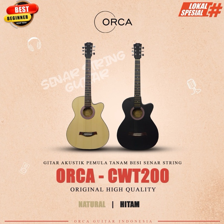 Jual KODE S46G ORCA Gitar Akustik Pemula Tanam Besi Senar String Guitar | Shopee Indonesia