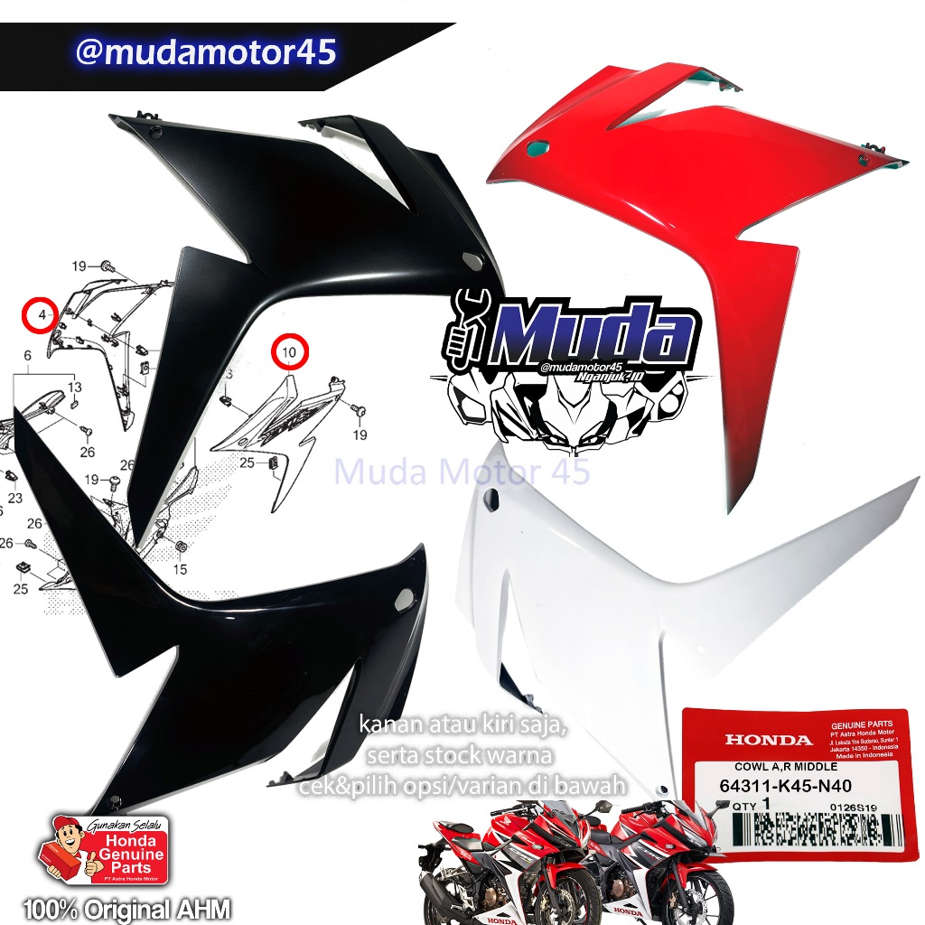 Jual FAIRING CBR150R K45G K45N KANAN OR KIRI TEBENG SAYAP KAP KANAN OR KIRI ALL NEW CBR 64311 ...