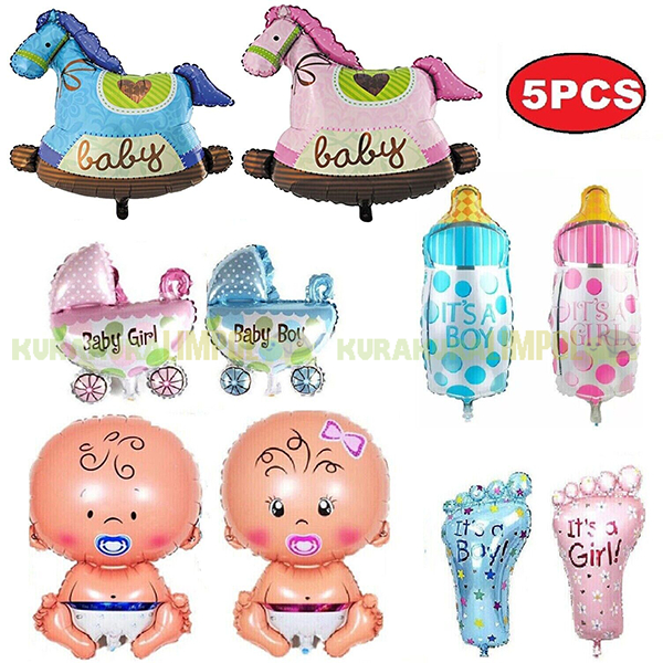 Jual Paket Balloon Foil Set 5 Pcs Baby Boy Girl Balon Bayi Cowok Cewek ...