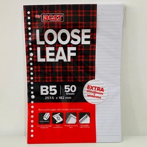 Jual LOOSE LEAF BIG BOSS B5 BERGARIS / ISI BINDER 50 LEMBAR | Shopee ...