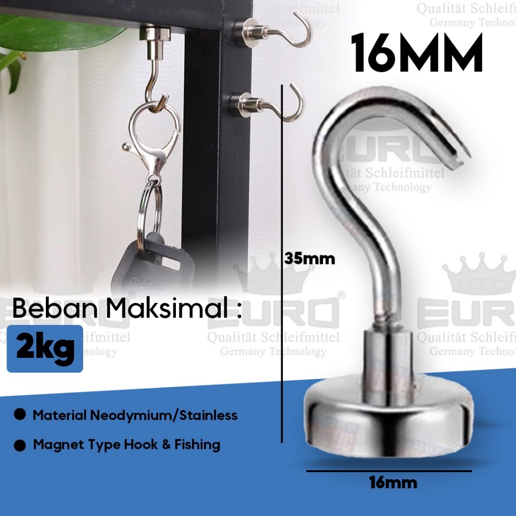 Jual Magnet Neodymium Kait Kail Gantungan 16mm Magnet Tempel Besi ...