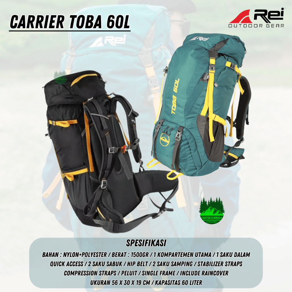 Jual Tas Gunung Arei / Carrier Toba ADV 60L Liter Arei Outdoorgear ...