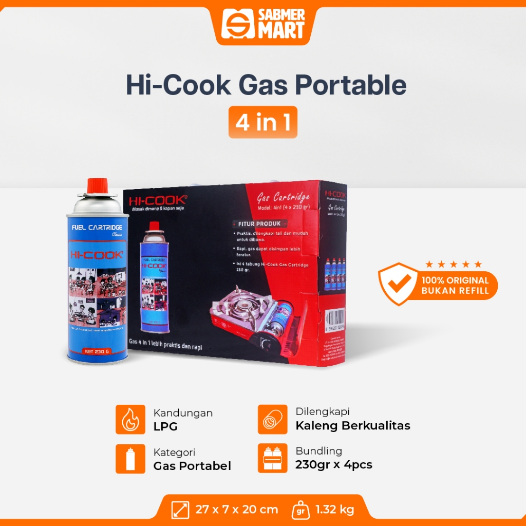 Jual Gas Portable Hi-Cook 1 Dus (4 in 1) Isi 4 pcs | Shopee Indonesia