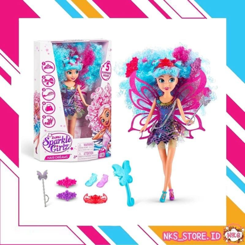 Jual Zuru Sparkle Girlz Hair Dreams Biru Not Barbie Disney Princess ...