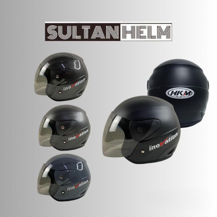 Jual HELM EVOLUTION POLOS SOLID BLACK DOFF INOVATION HALF FACE MODEL GM ...