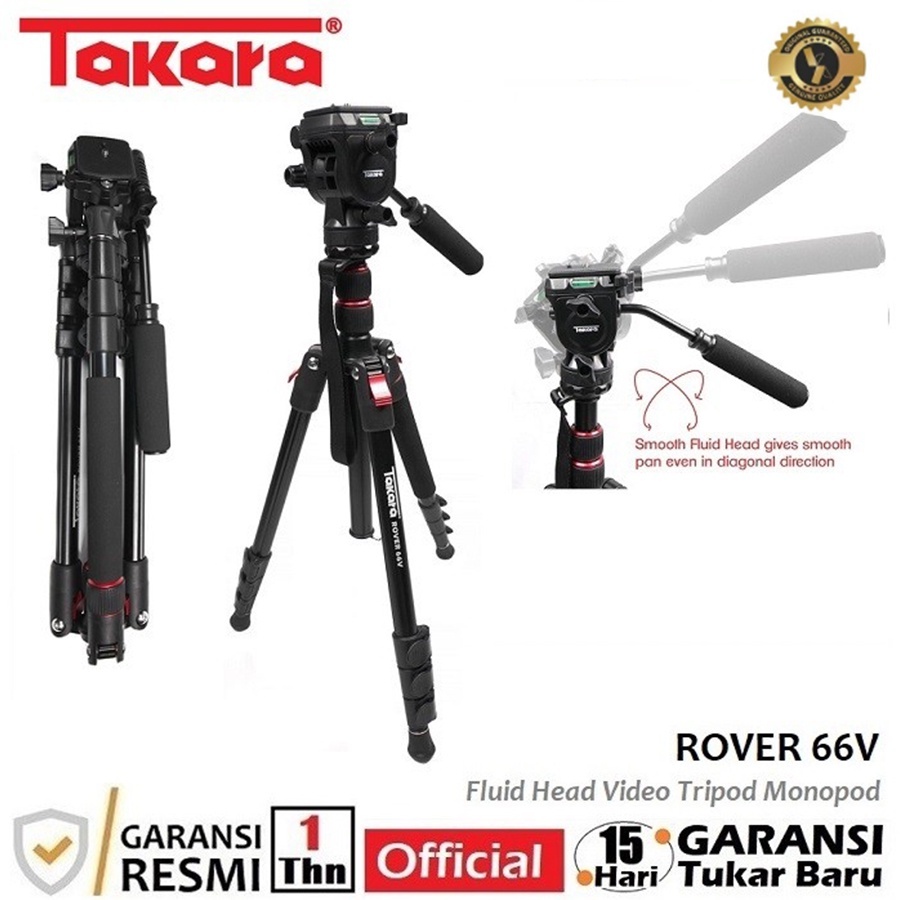 Jual Takara ROVER 66V Fluid Head Video Traveller Tripod Monopod Kit | Shopee Indonesia