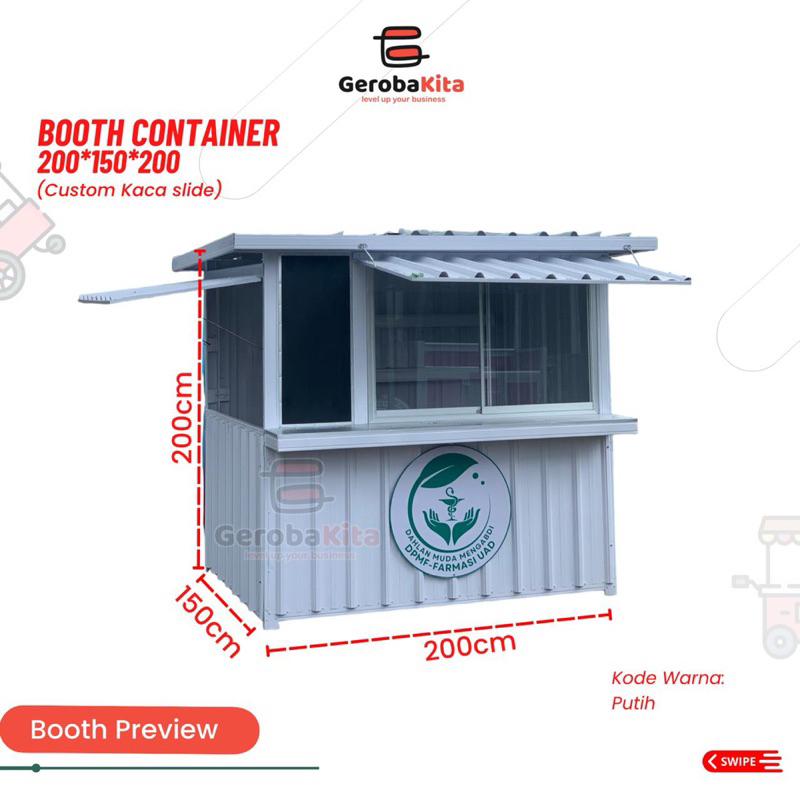 Jual Booth Container 200x150x200 Custom Kaca Slide | Shopee Indonesia