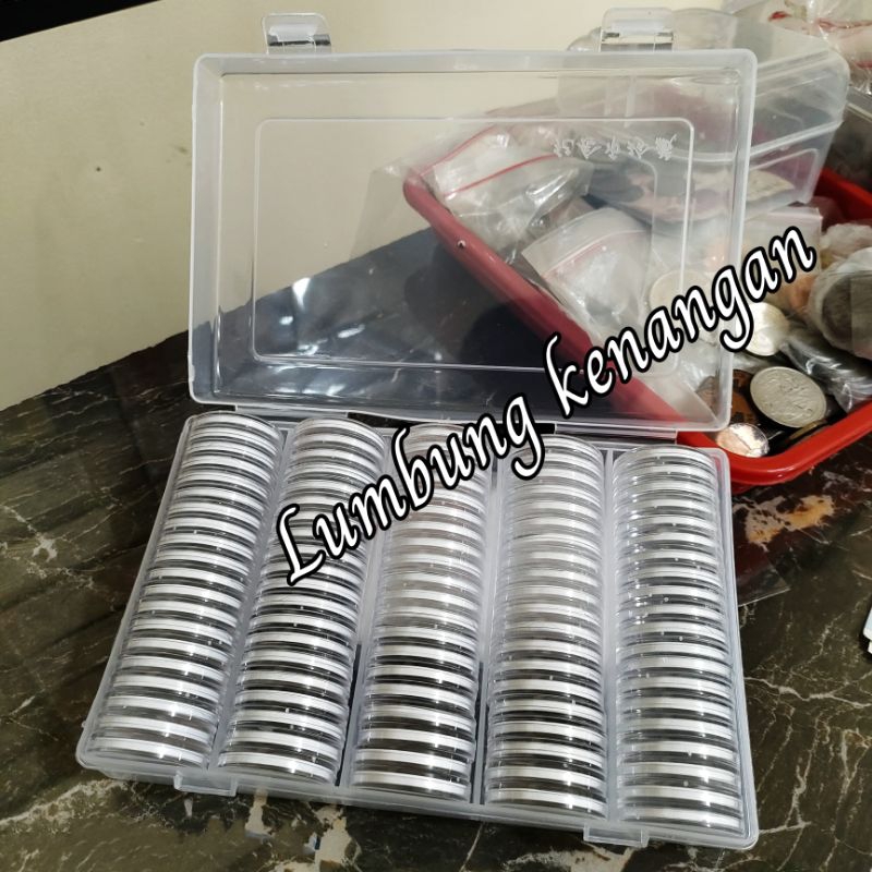 Jual kapsul koin 30 mm plus busa isi 100 dalam box | Shopee Indonesia