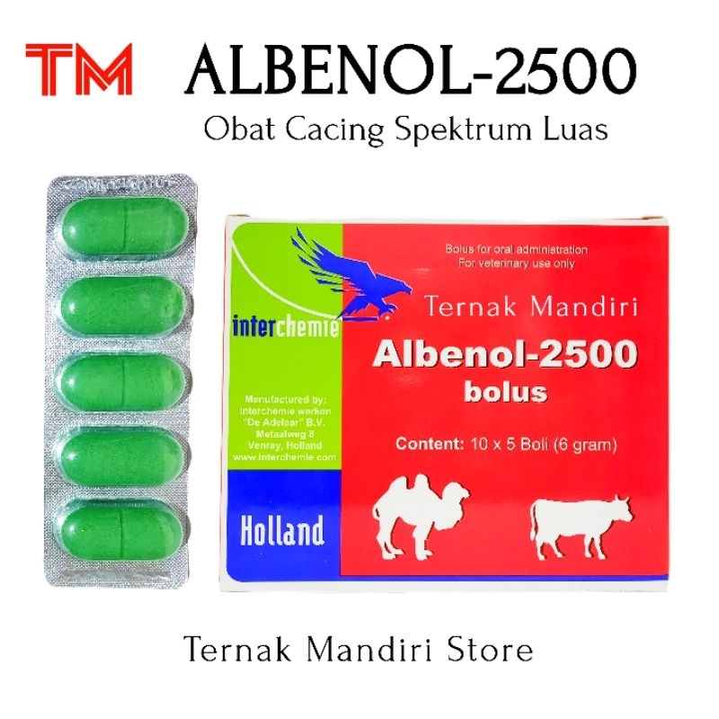 Jual ALBENOL 2500 1 STRIP 5 KAPLET Obat cacing sapi kambing domba dan ...