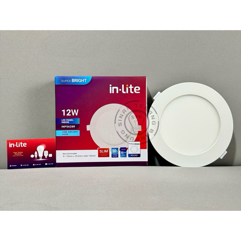 Jual LAMPU PLAFON / PANEL LIGHT LED INLITE INBOW 12 WATT 12W BULAT ...