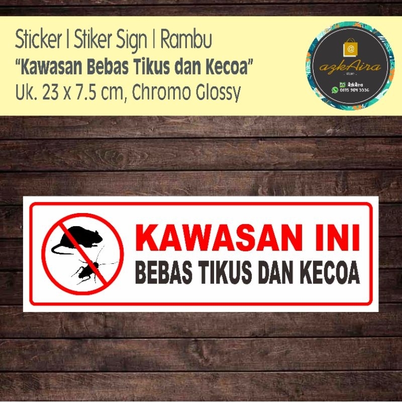 Jual Sticker Stiker Sign Kawasan Bebas Tikus Dan Kecoa - Uk. 23x7.5 cm ...
