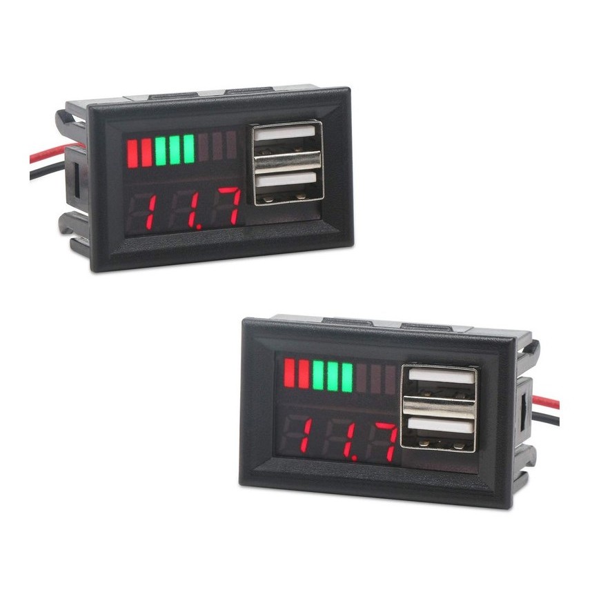 Jual Voltmeter Indikator Baterai 12V dengan Dual USB Output 5V 2.1A | Shopee Indonesia