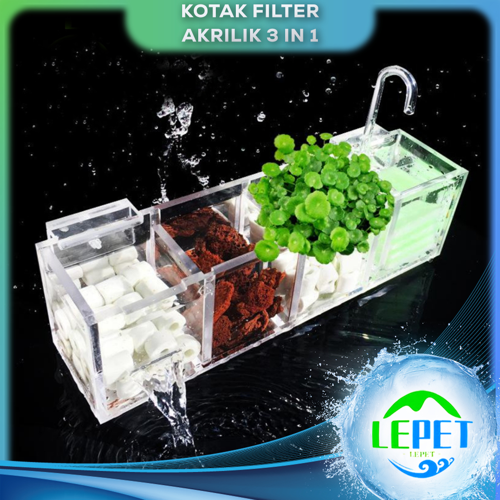 Jual LEPET Kotak Filter Akrilik 3 in 1 Untuk Akuarium Ikan | Shopee ...