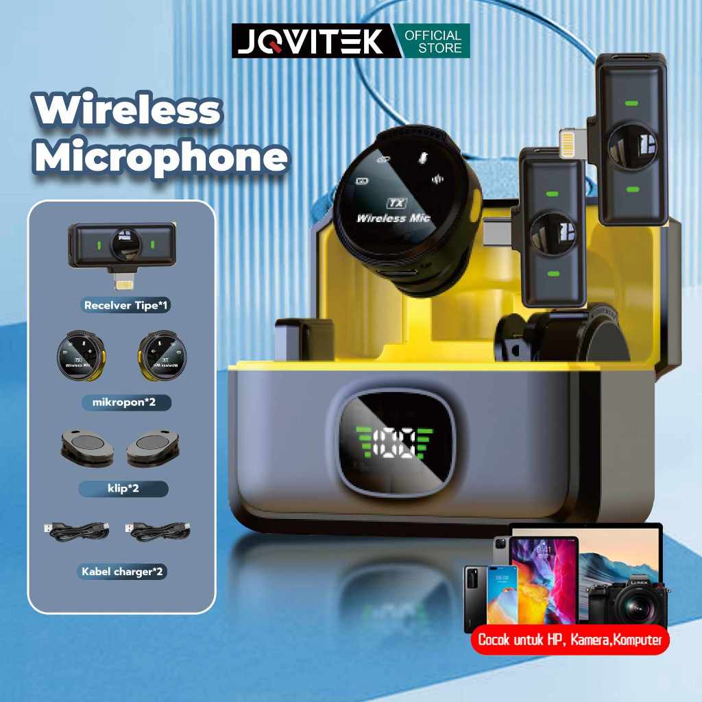 Jual JQVITEK 2025 New Microphone Wireless Microphone Clip Dual Lavalier ...