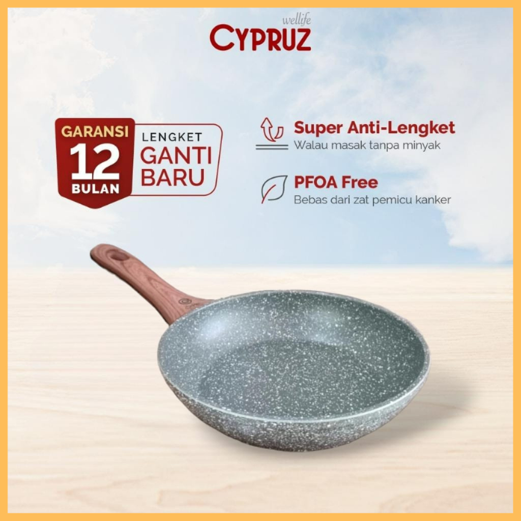 Jual Cypruz Fry Pan Marble 24 cm Wajan Penggorengan Anti Lengket Desain Modern Kualitas Terbaik ...