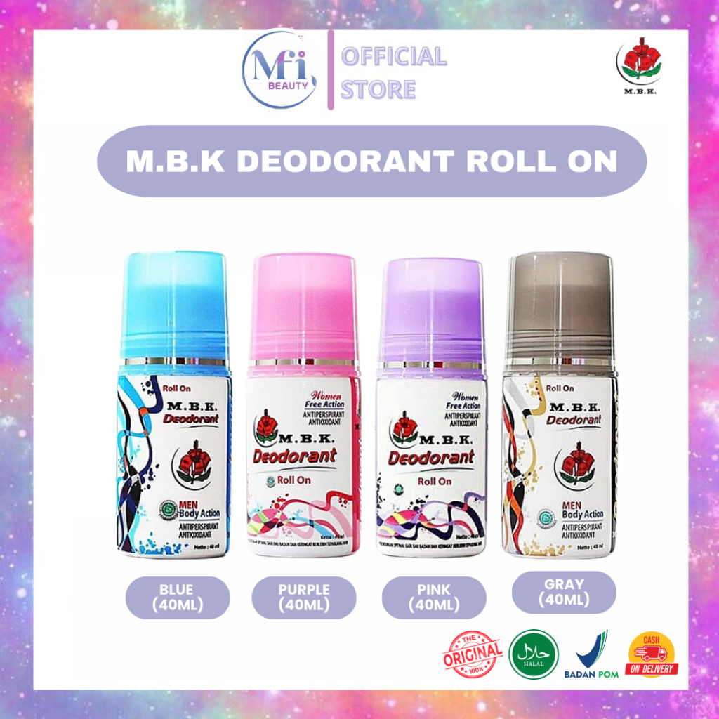 Jual MFI - M.B.K Deodorant Roll On | Netto 40 ml | Deodoran MBK Penghilang Bau badan | Shopee ...