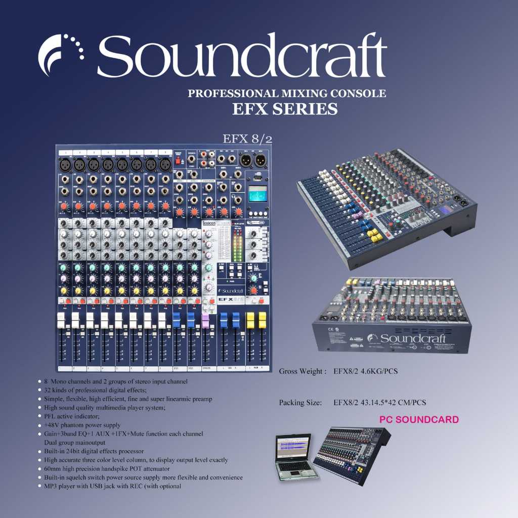 Jual MIXER AUDIO SOUNDCRAFT EFX 8/2 EFX8/2 LEXICON EFFECT 8 CHANNEL NEW ...
