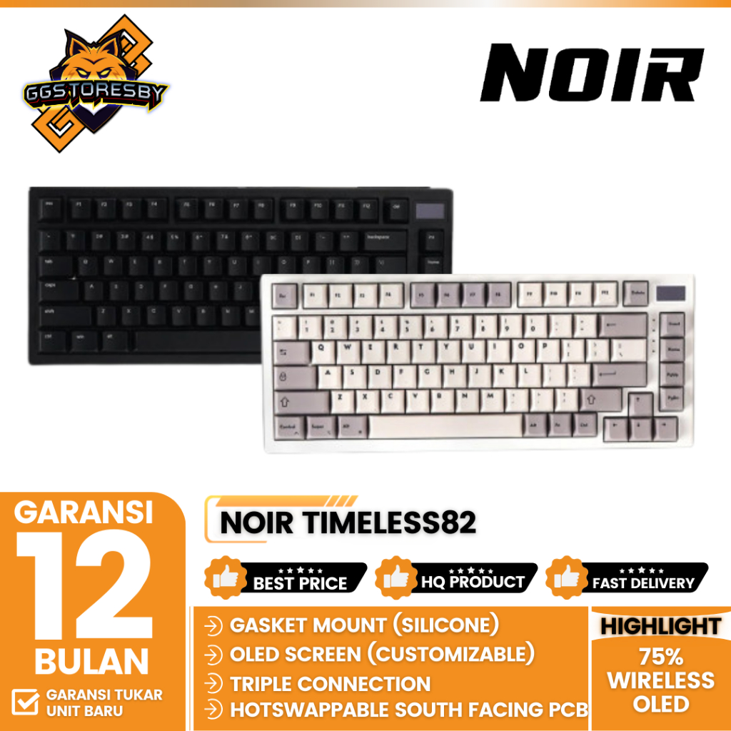 Jual Noir Timeless82 75% Wireless Oled Mechanical Gasket Mount Pbt ...