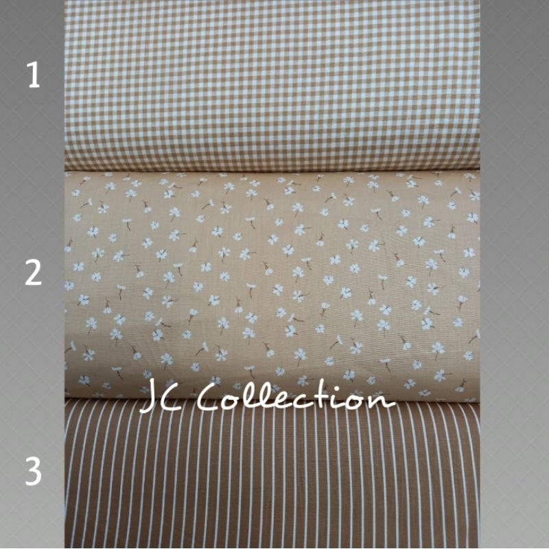 Jual Aneka corak KHAKI warna coklat muda Kain katun Jepang harga per ...