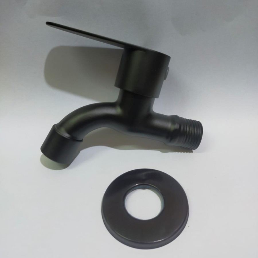 Jual kran dinding tembok black stainless anti karat / keran taman hitam ...