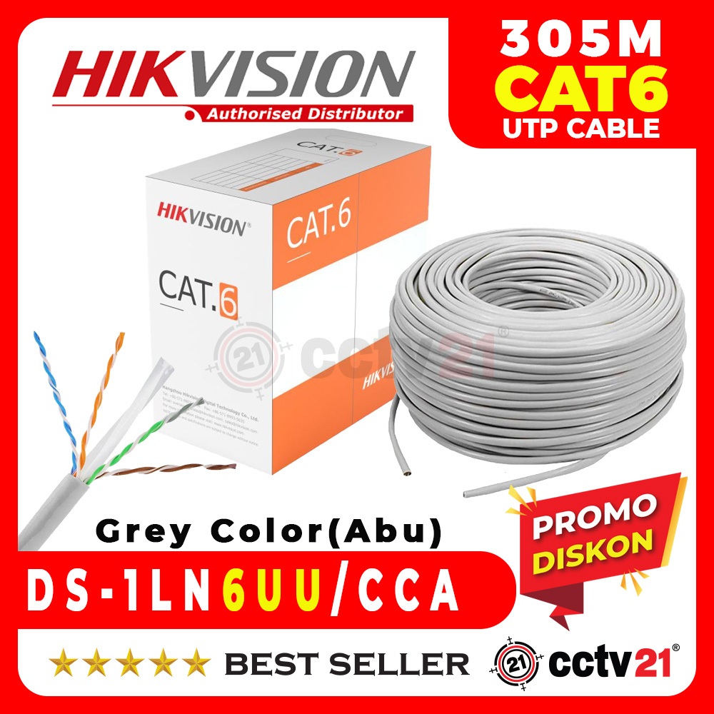 Jual Kabel HIKVISION CAT6 LAN Data UTP IP CAT 6 DS-1LN6UU/CCA 305M Grey Abu | Shopee Indonesia