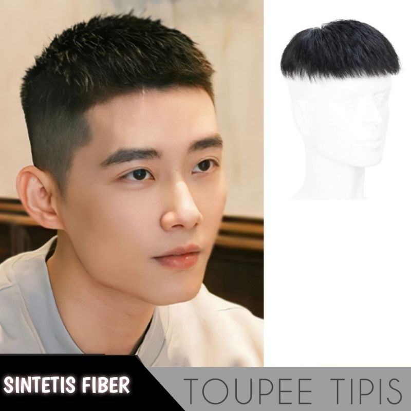 Jual Toupee Penutup Botak Pria Model Rambut Tipis Pendek Warna Hitam ...