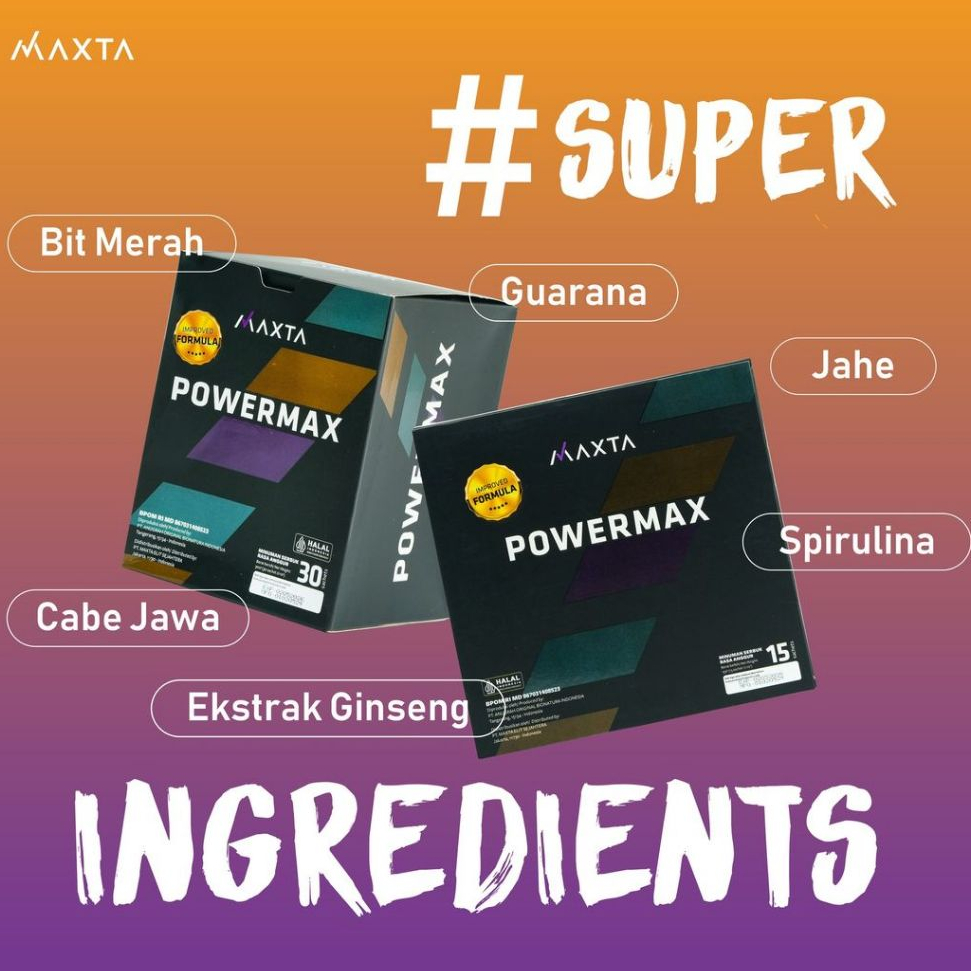 Jual MAXTA POWERMAX PREWORKOUT -ENERGY DRINK- isi 15 x 10gr | BPOM ...