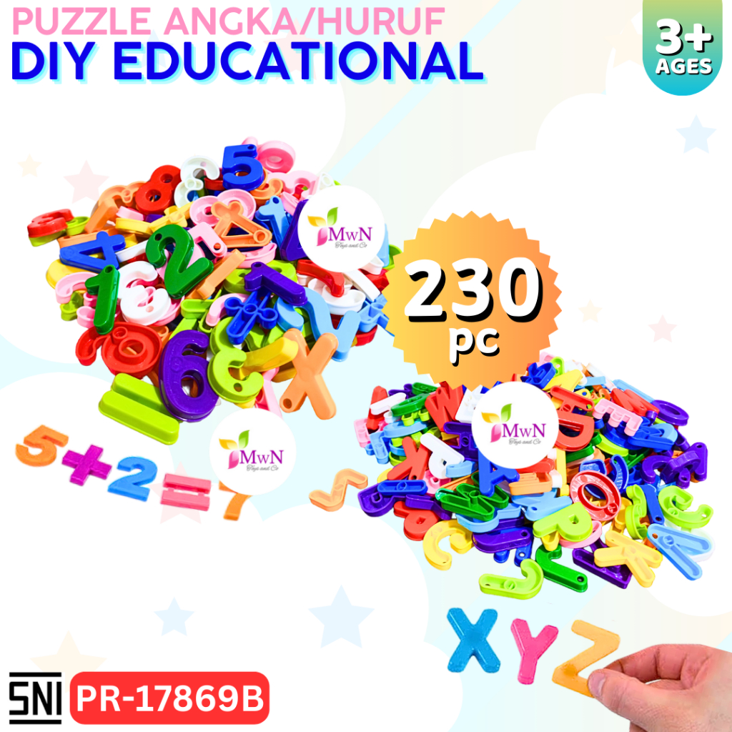 Jual MWN Mainan DIY Edukasi Creative Puzzle Huruf 230pcs PR-17869B ...