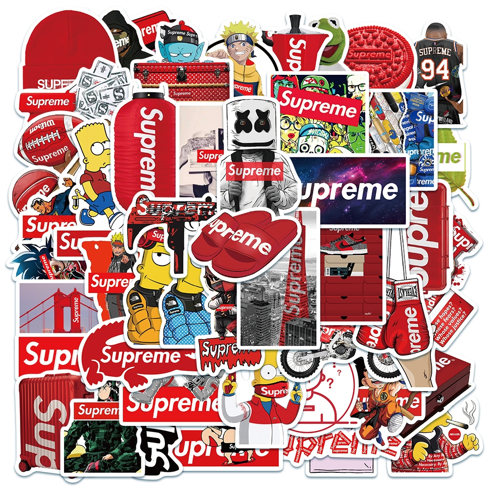 Jual [50PCS] HOT Supreme Logo Stiker Fashion Decal Lucu Kartu Album ...