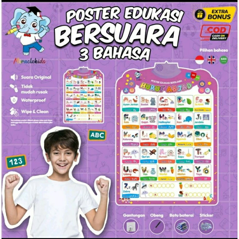 Jual Poster Edukasi Bersuara Huruf ABJAD | Shopee Indonesia