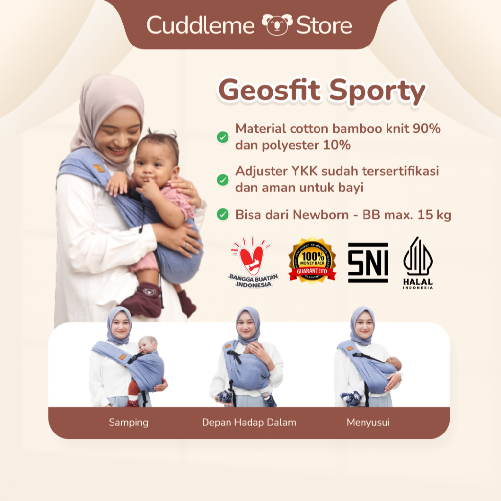 Jual CUDDLEME GEOSFIT SPORTY SPESSA Gendongan Bayi polos Newborn ...