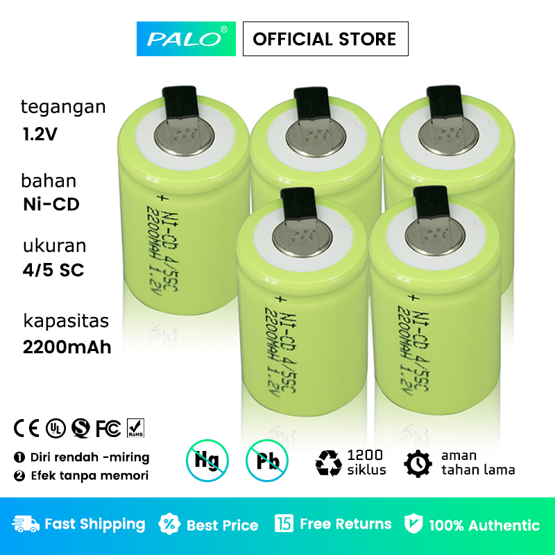 Jual PALO 4/5 SC NI-CD Baterai 1.2V 2200mah Sub C Baterai Isi Ulang untuk DIY Obeng Bor Listrik ...