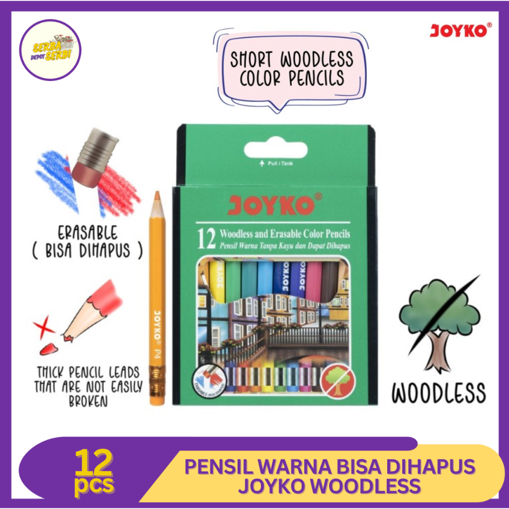 Jual Pensil Warna Dapat Dihapus Joyko Erasable Color Pencils Alat ...