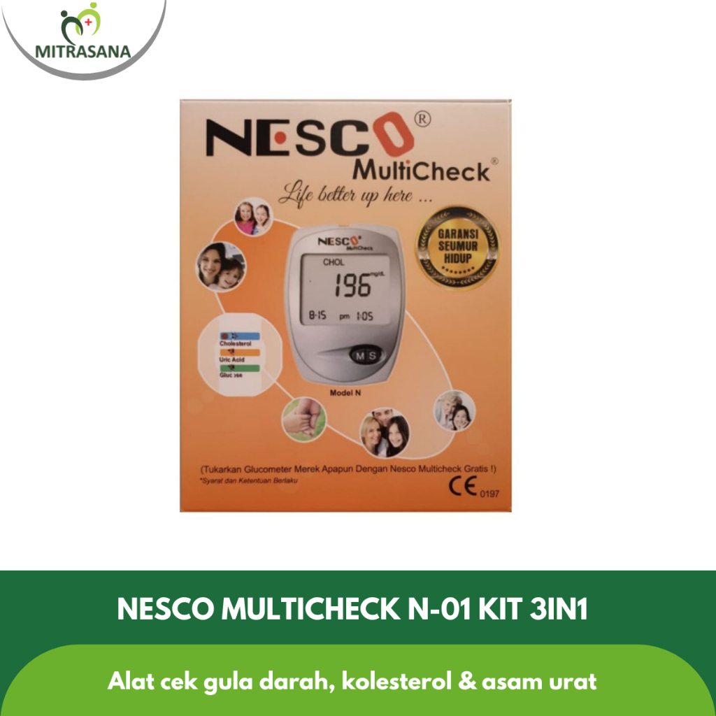Jual NESCO MULTICHECK N-01 KIT 3in1 - Alat Cek Gula Darah, Kolesterol ...