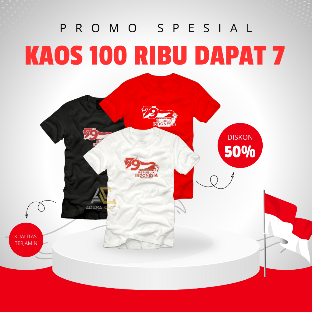 Jual PAKET 100 RIBU DAPAT 7 PCS KAOS KEMERDEKAAN - KAOS KEMERDEKAAN HUT ...