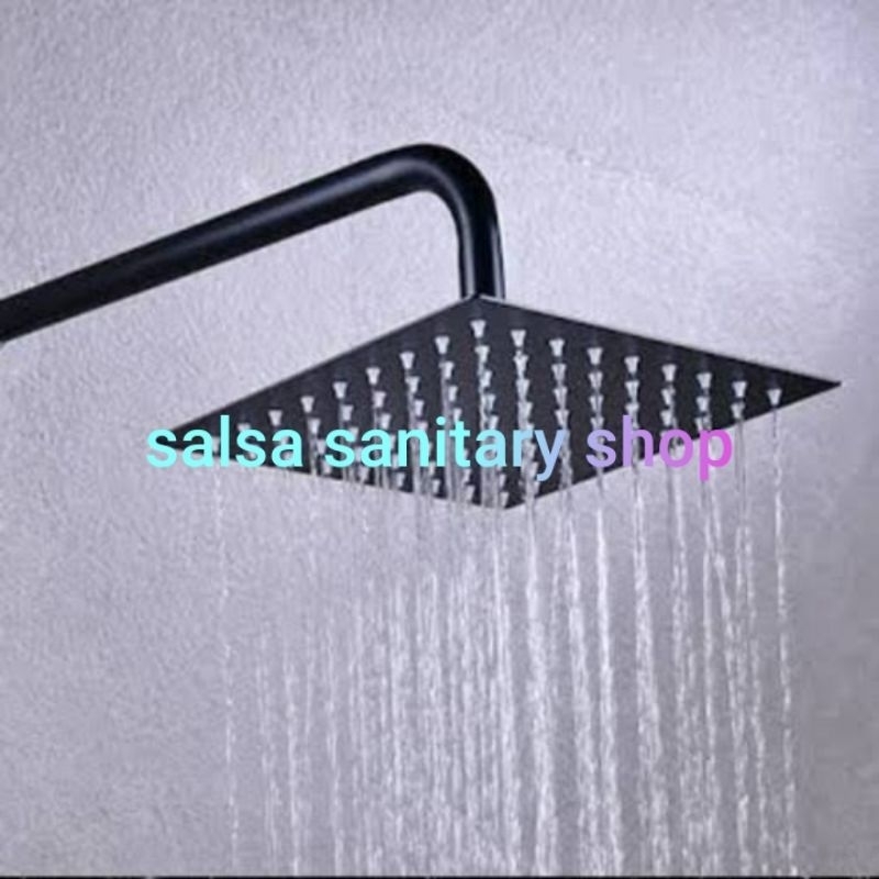 Jual wall shower kotak stainless hitam 8 inc/wall shower stainless/wall ...