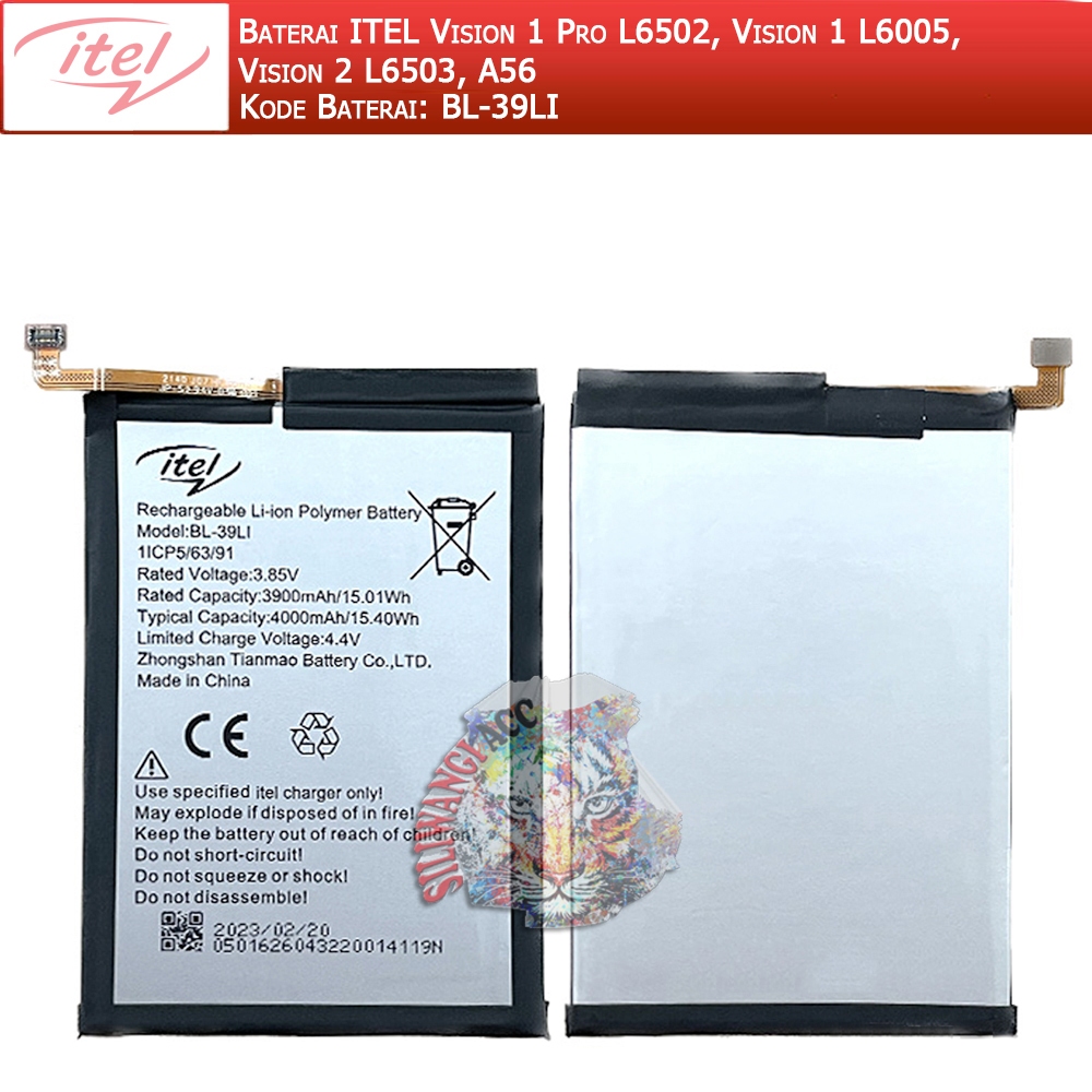 Jual Baterai itel Vision 1 Pro L6502 Vision 1 L6005 Vision 2 L6503 A56 BL-39LI | Shopee Indonesia