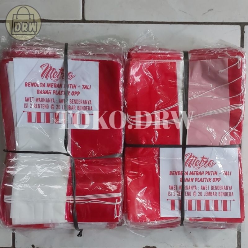 Jual Bendera merah putih plastik plus tali/Bendera Renteng + Tali ...