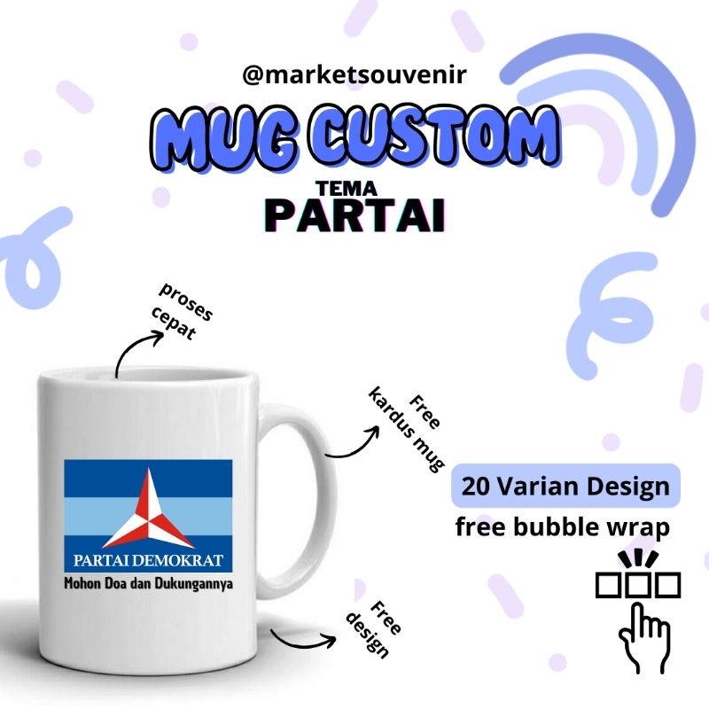 Jual MUG CUSTOM CETAK PARTAI Pilgub pilpres pilkada pemilihan gubernur ...