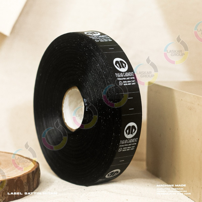 Jual ukuran 2 cm/label/satin/satin hitam/label merk/label pakaian/label ...