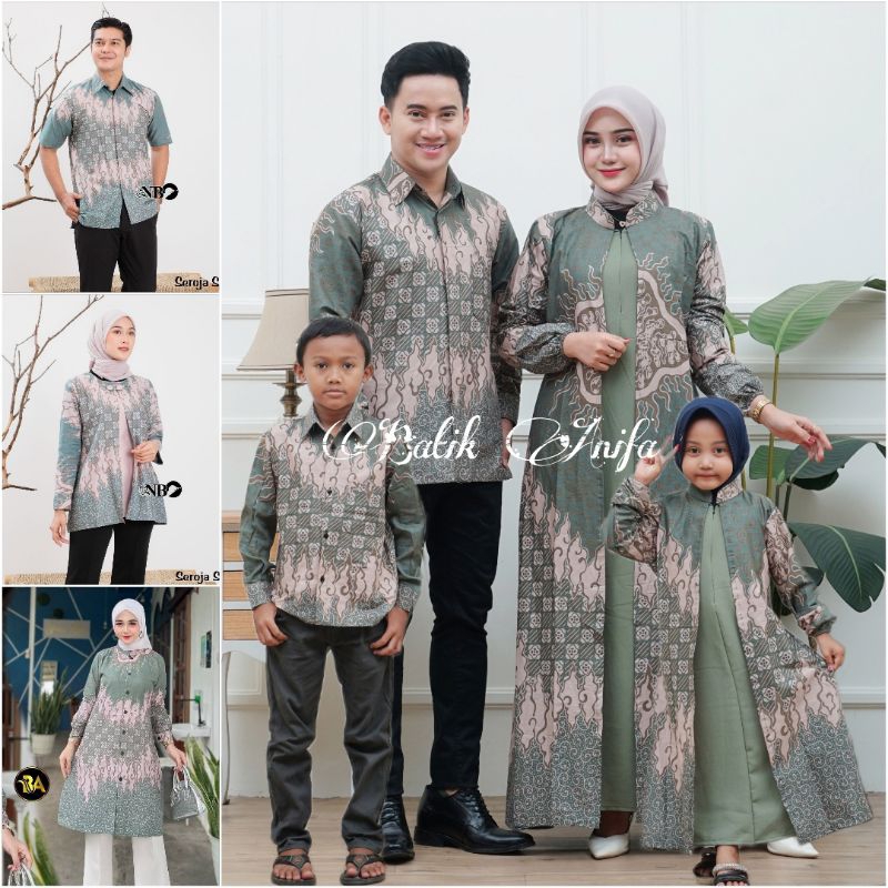 Jual Batik Couple Keluarga Modern Terbaru Motif Seroja Sage | Shopee ...