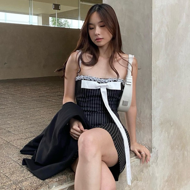 Jual [ Keyclothingline ] Abigail Bowy Dress Korean Mini Dress Fancy Shopee Indonesia